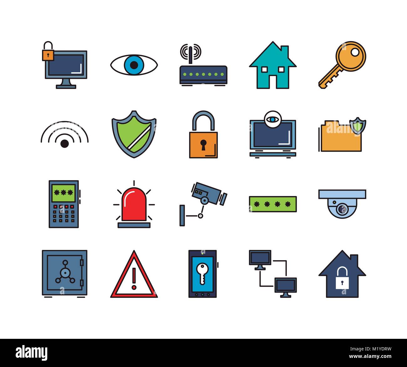 Shield security icons locked Cut Out Stock Images & Pictures - Alamy
