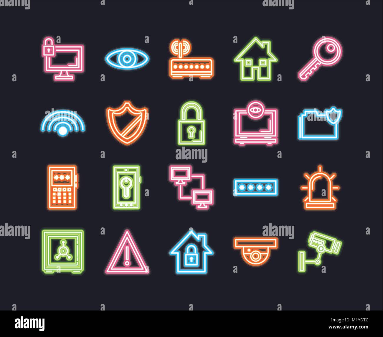 Security, protect and technology icons Stock Vector Image & Art - Alamy