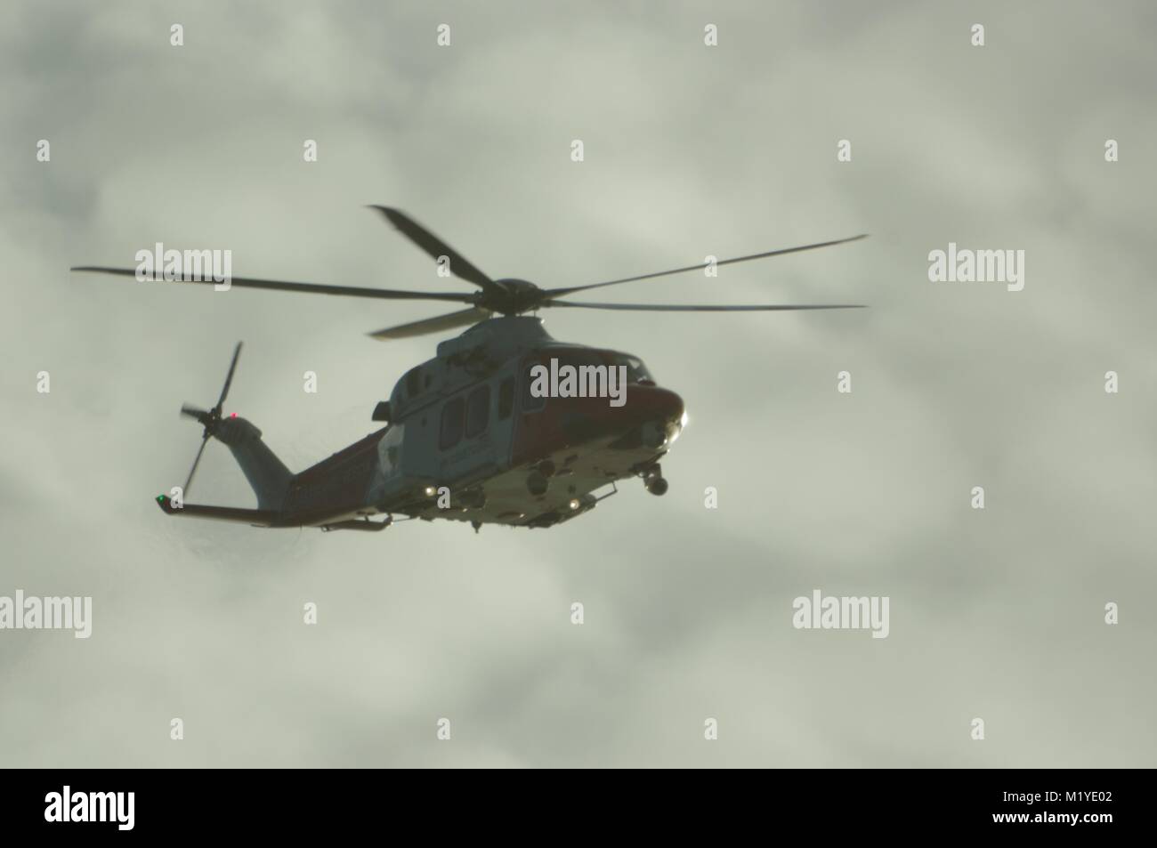 Royal Navy Helicopter Flying over the English Channel. Dawlish, South ...