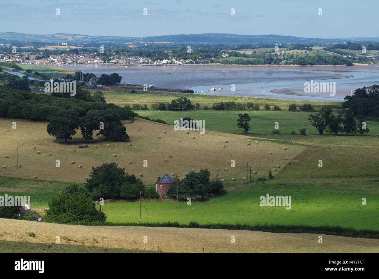 View over Devon Farmland towards the Exe Estuary, Exeter Ship Canal and ...