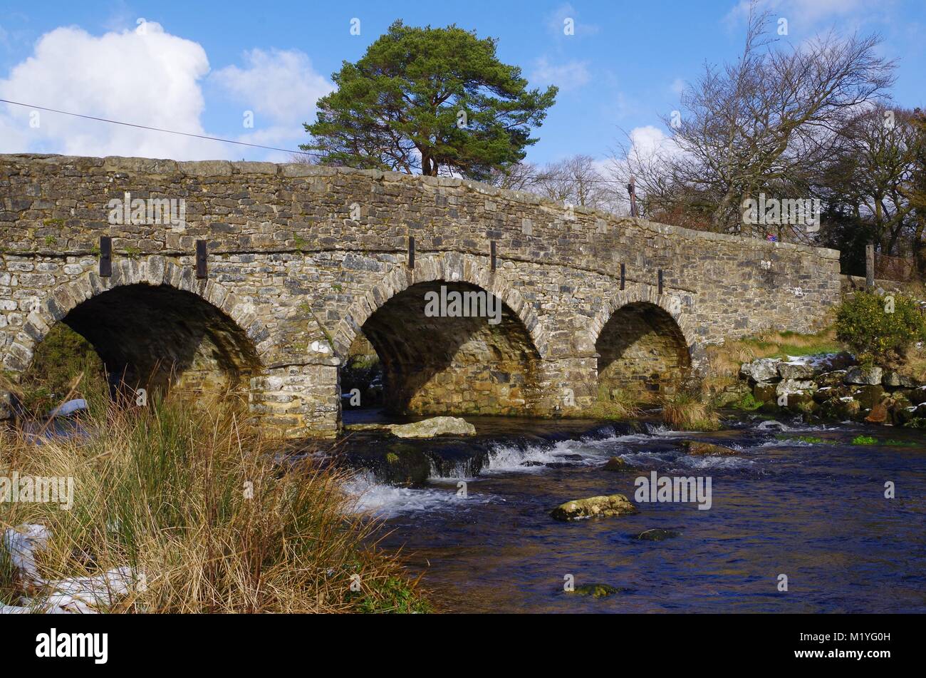 18th Century Granite Bridge over the East Dart River at Postbridge ...