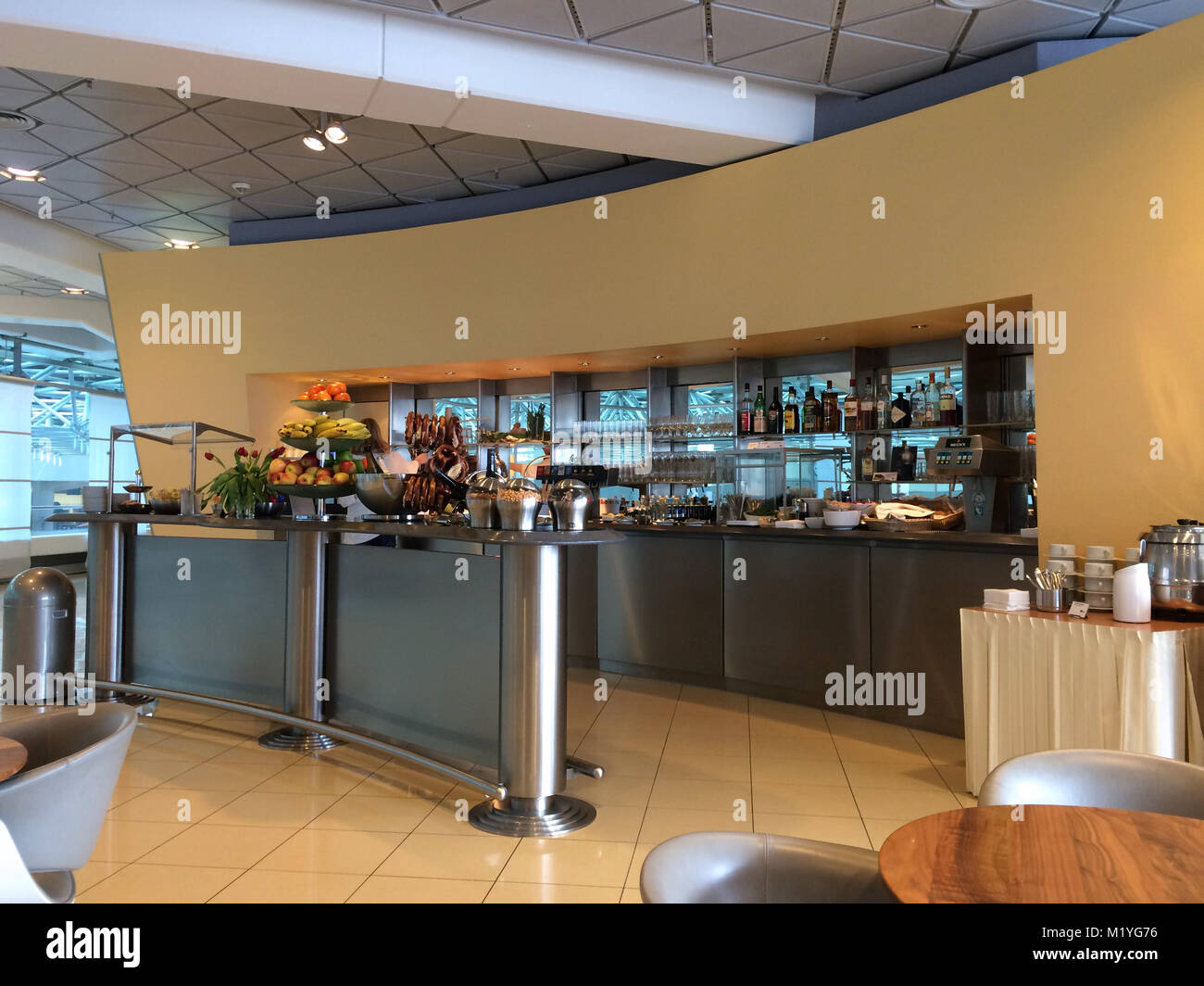 BERLIN, GERMANY - JAN 17th, 2015: Food buffet at the Business lounge at ...