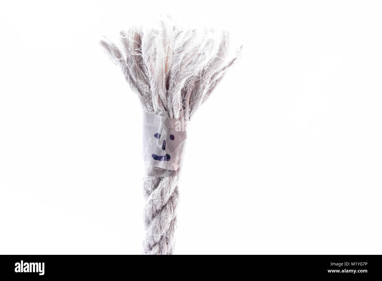 The end of the rope with the face on the white background with free ...