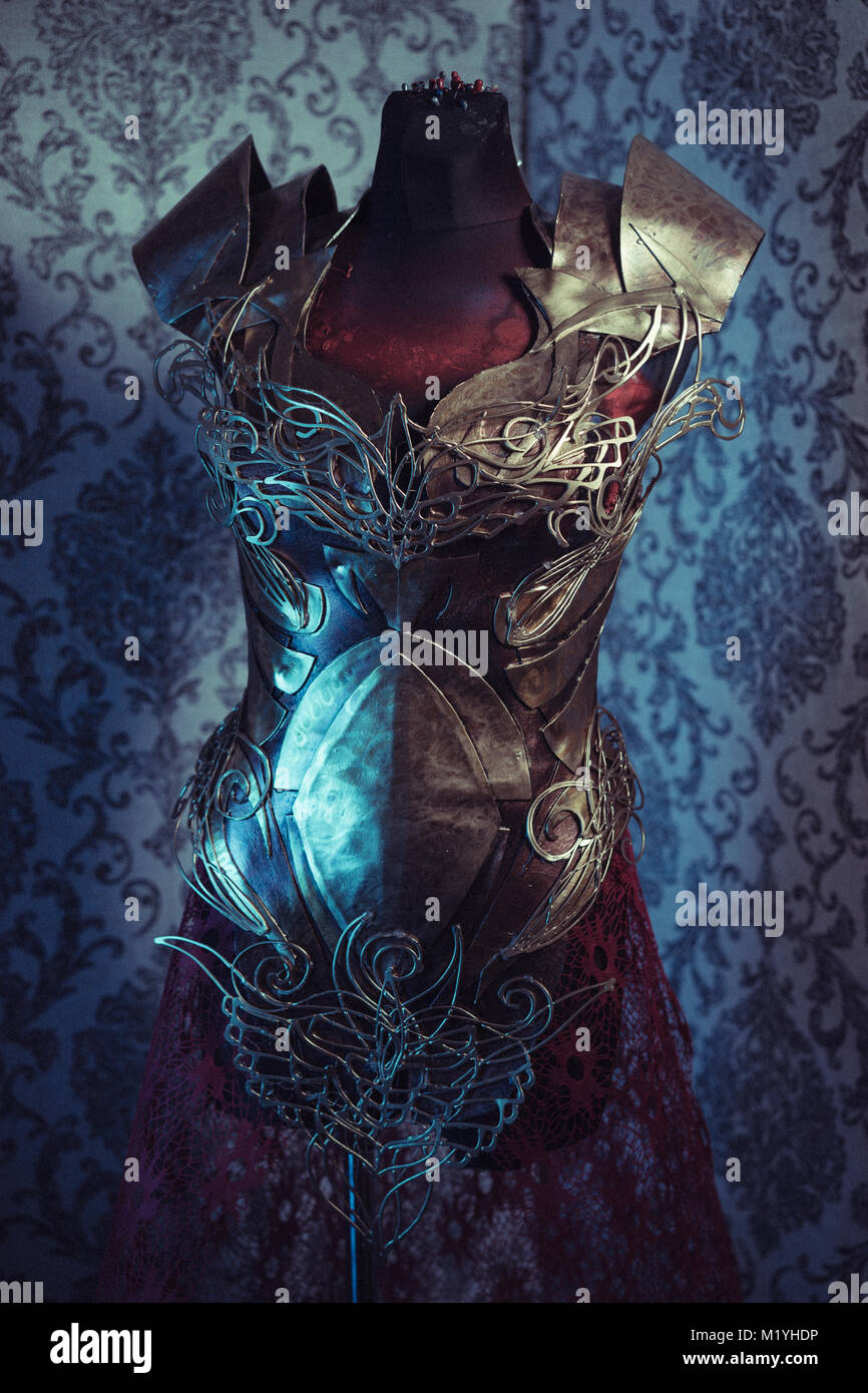 Armor of woman Strong metal breastplate handmade in gold with gothic ...