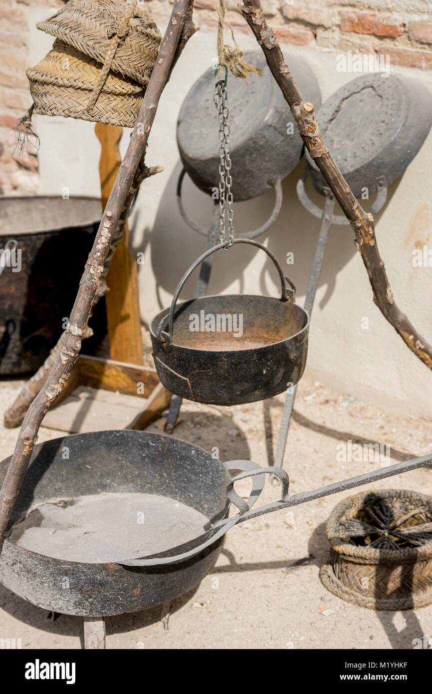 kitchen tools and utensils of medieval agriculture, ancient European ...