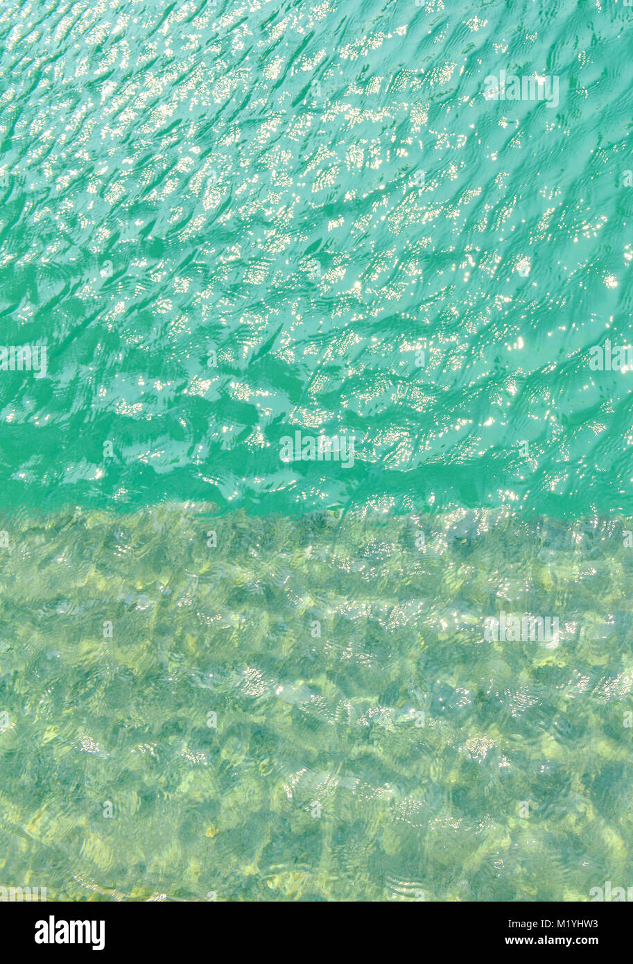 Swimming pool blue water with a wave and sunlight reflection effect ...