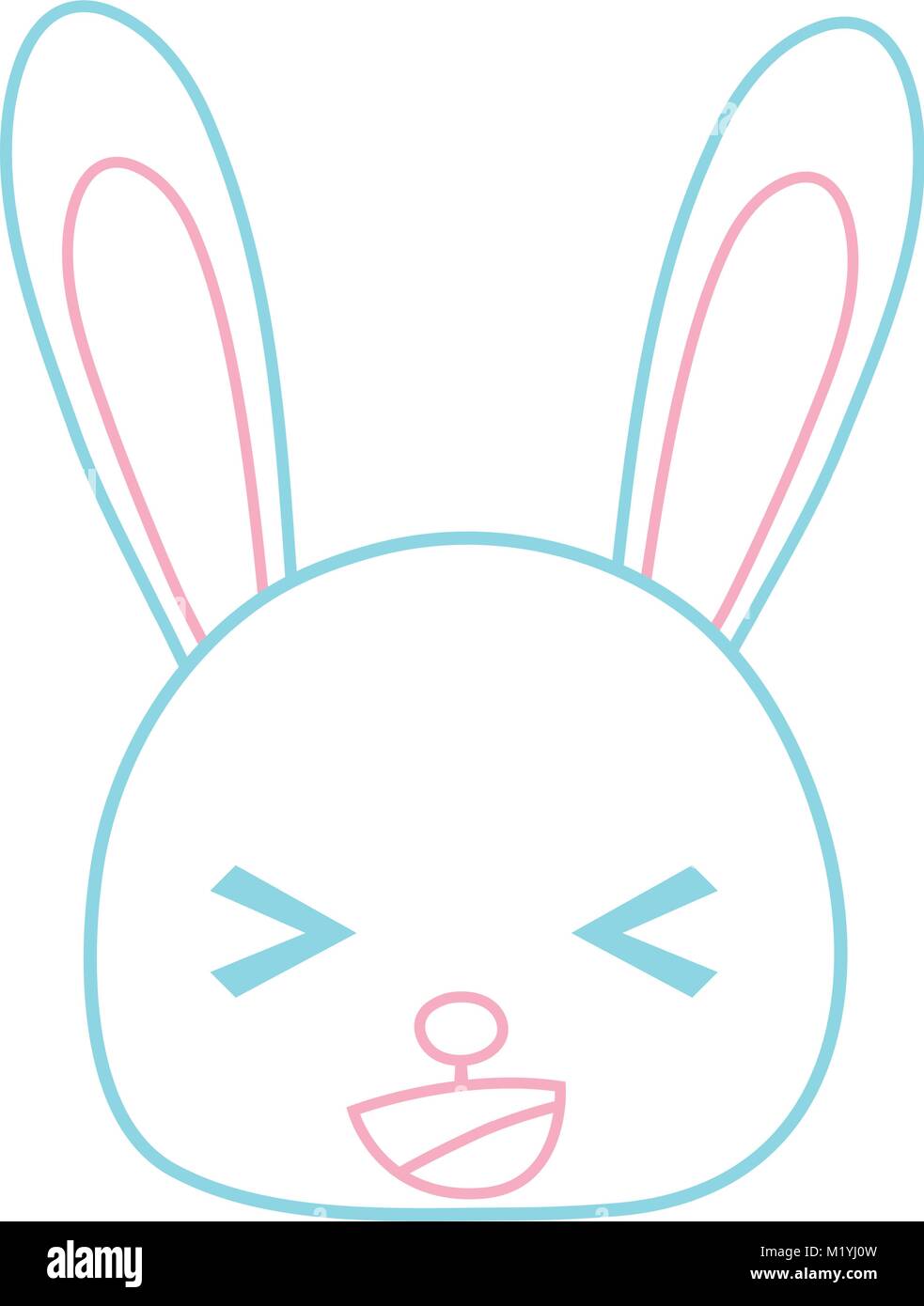 color line happy rabbit head wild animal Stock Vector Image & Art - Alamy