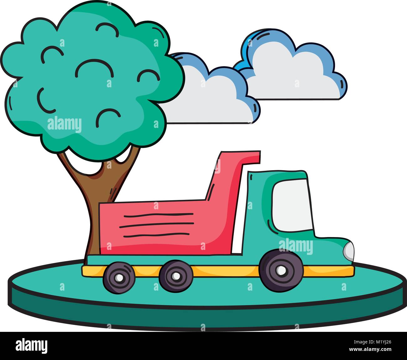 dump truck in the city with clouds and tree Stock Vector Image & Art ...