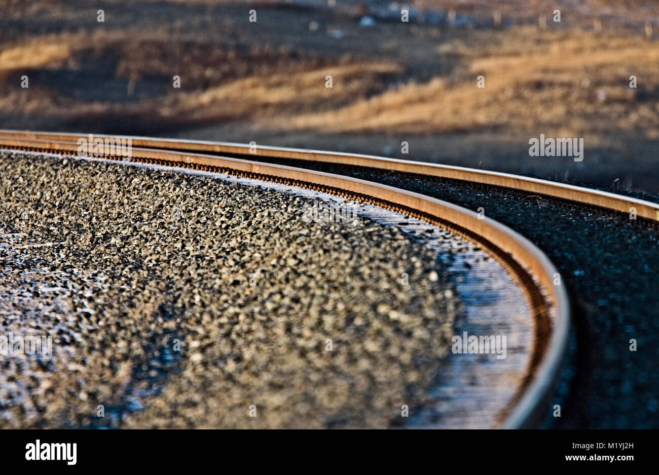 New Rail Tracks in Saskatchewan Canada curve Stock Photo - Alamy
