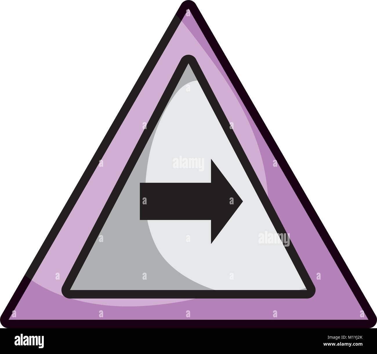 triangle warning notices with turn right sign Stock Vector Image & Art ...
