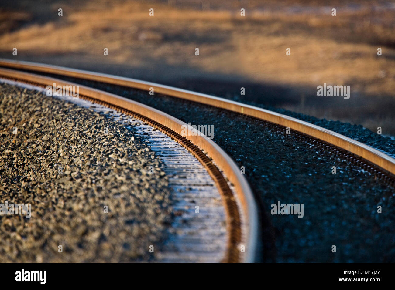 New Rail Tracks in Saskatchewan Canada curve Stock Photo - Alamy