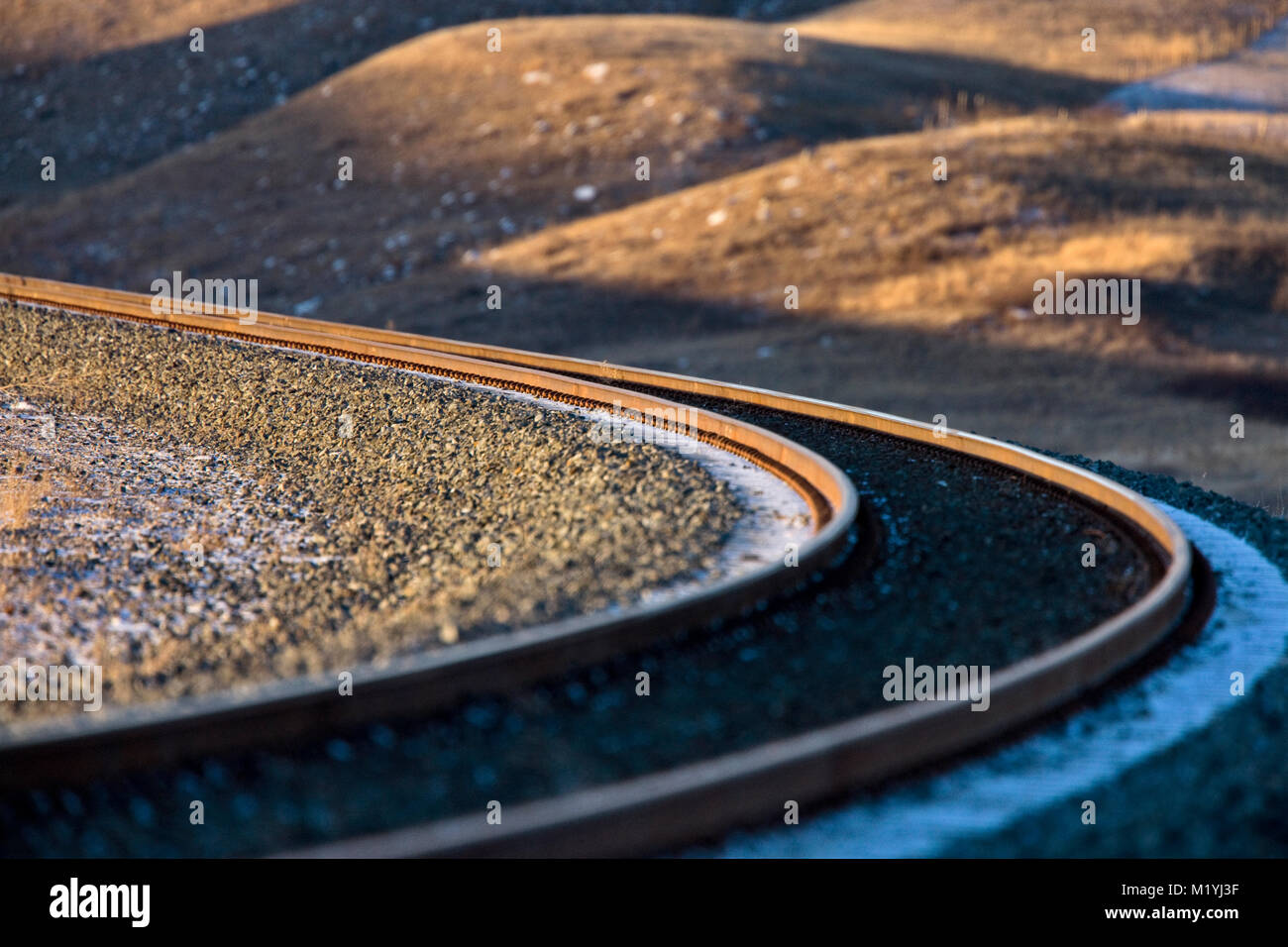 New Rail Tracks in Saskatchewan Canada curve Stock Photo - Alamy