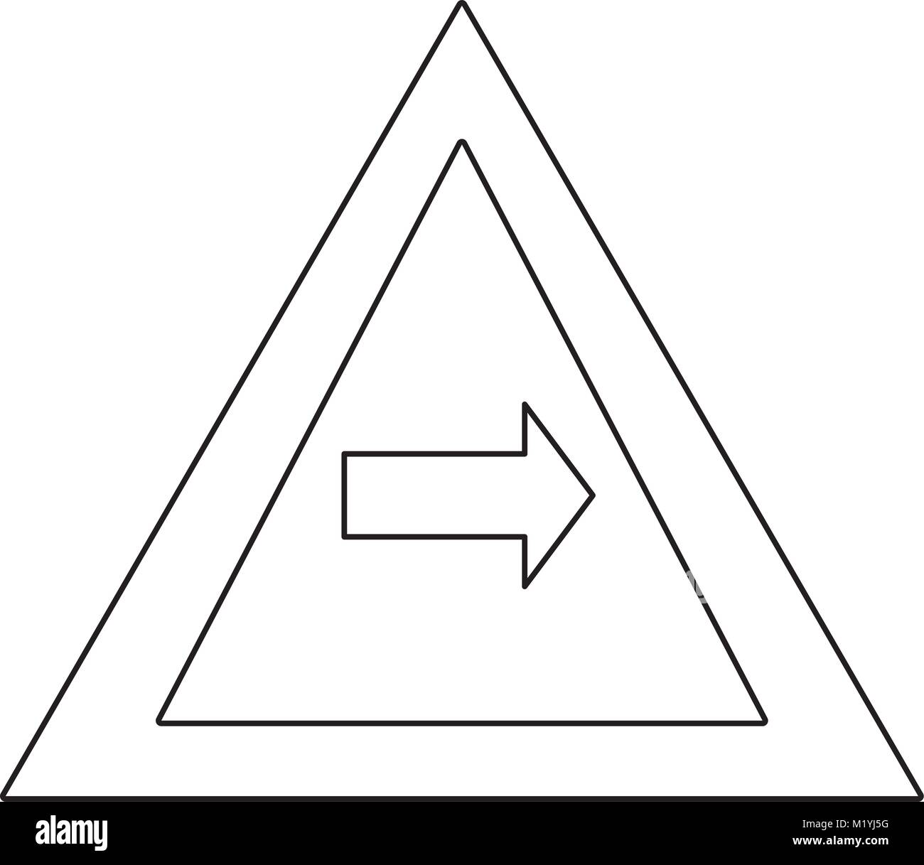 Line Triangle Warning Notices With Turn Right Sign Stock Vector Image line-triangle-warning-notices-with-turn-right-sign-stock-vector-image