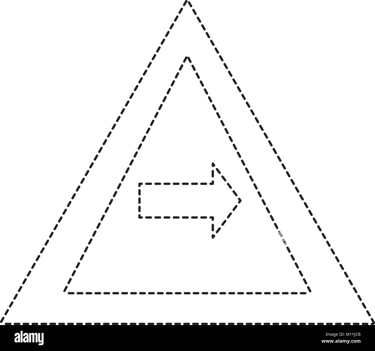 dotted shape triangle warning notices with turn right sign Stock Vector ...