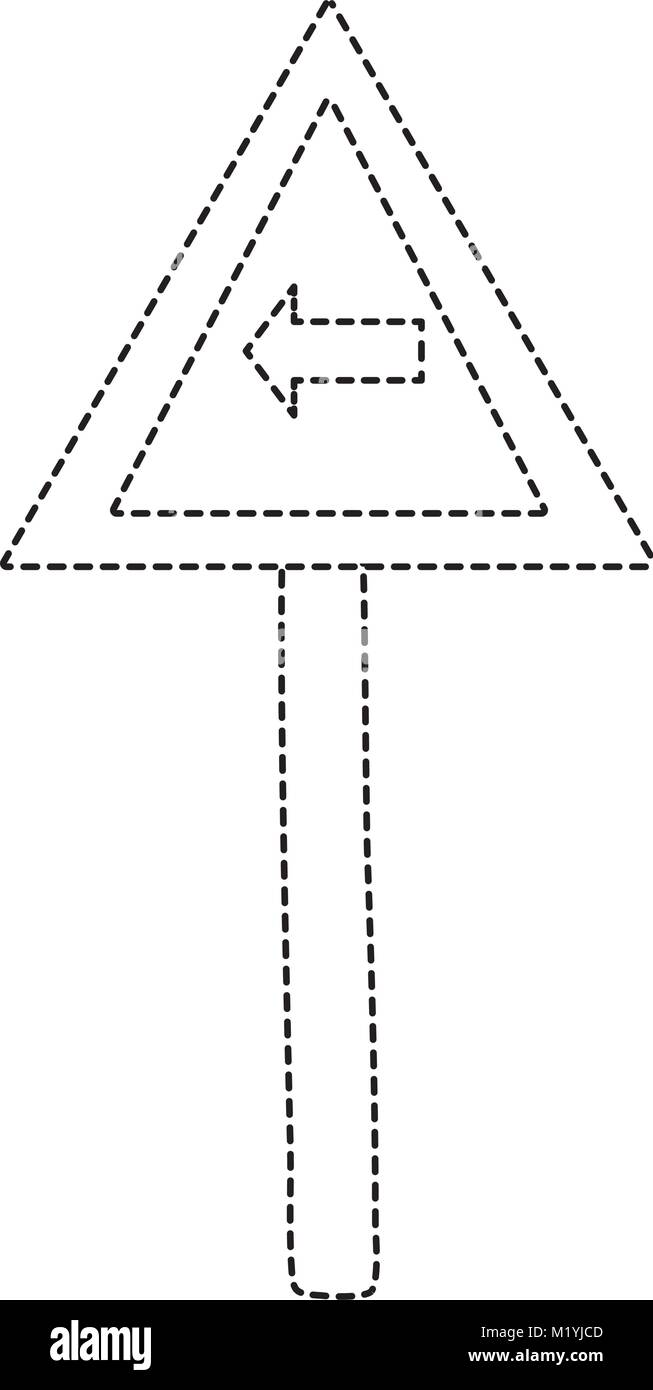 dotted shape triangle metal notice with turn left sign Stock Vector ...