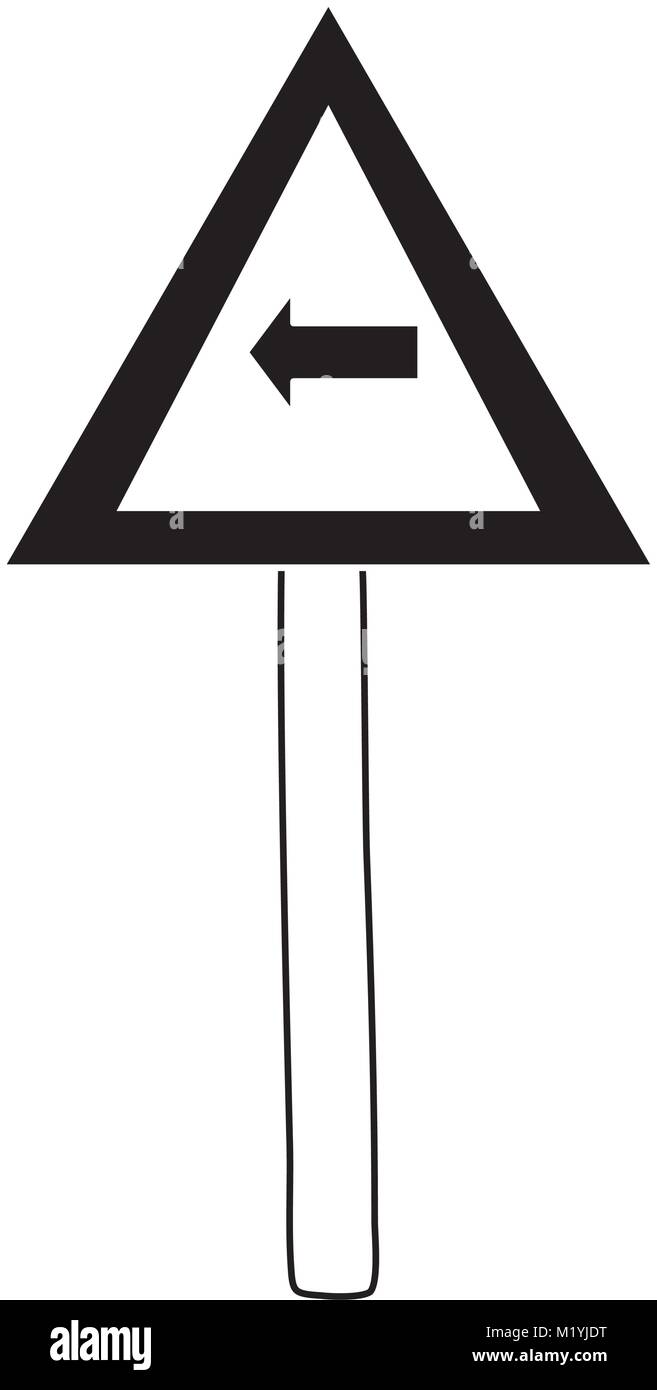 silhouette triangle metal notice with turn left sign Stock Vector Image ...
