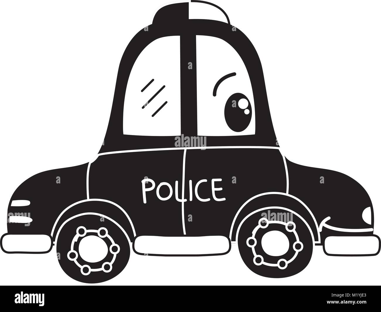 silhouette kawaii happy police car transport Stock Vector Image & Art ...