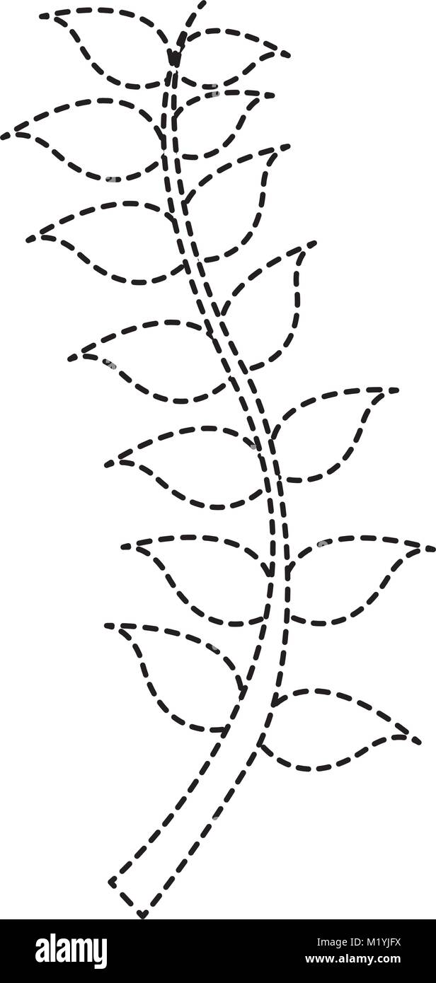 dotted shape nature branches leaves plant design Stock Vector Image ...