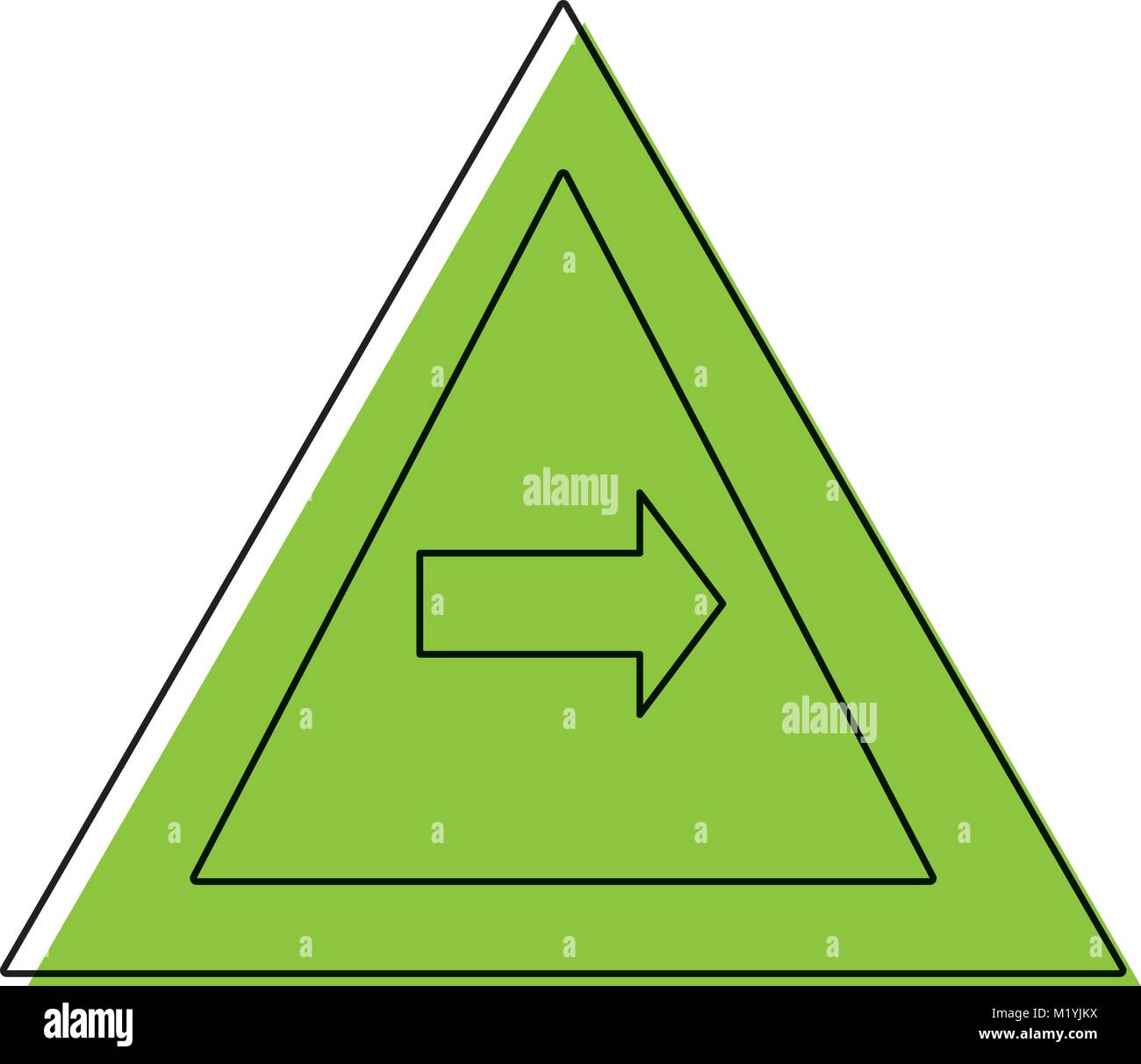 color triangle warning notices with turn right sign Stock Vector Image ...