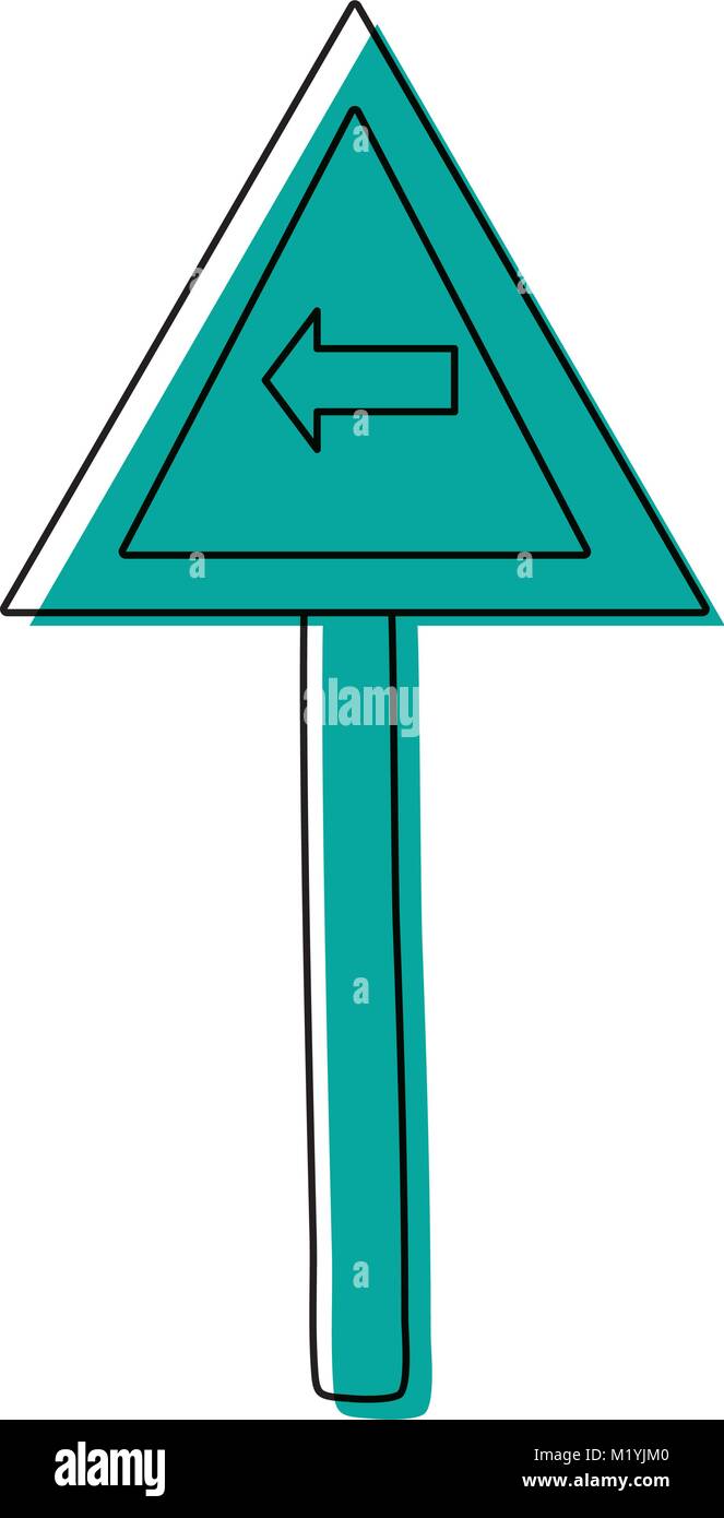 color triangle metal notice with turn left sign Stock Vector Image ...