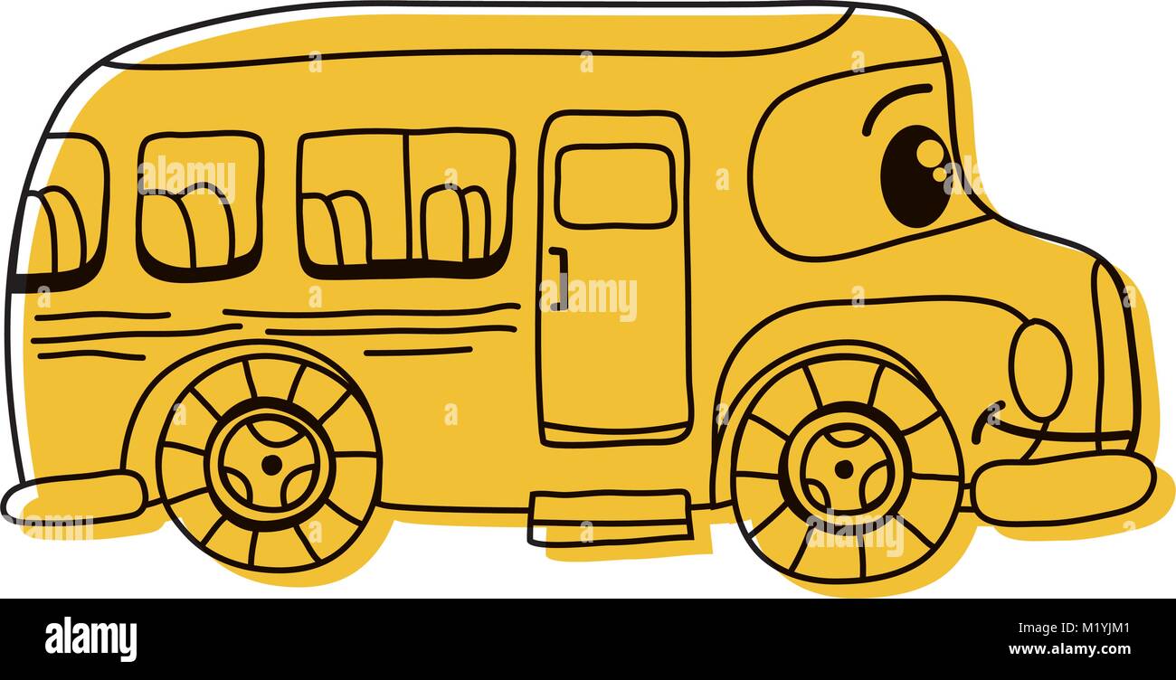color kawaii happy school bus transport Stock Vector Image & Art - Alamy