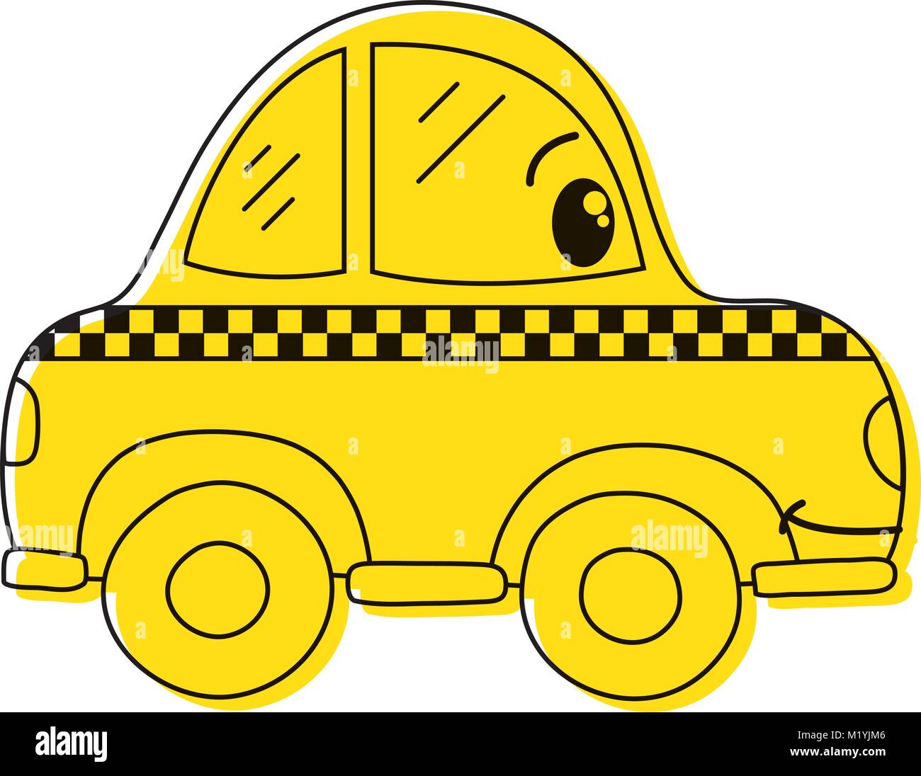 color kawaii happy taxi car transport Stock Vector Image & Art - Alamy