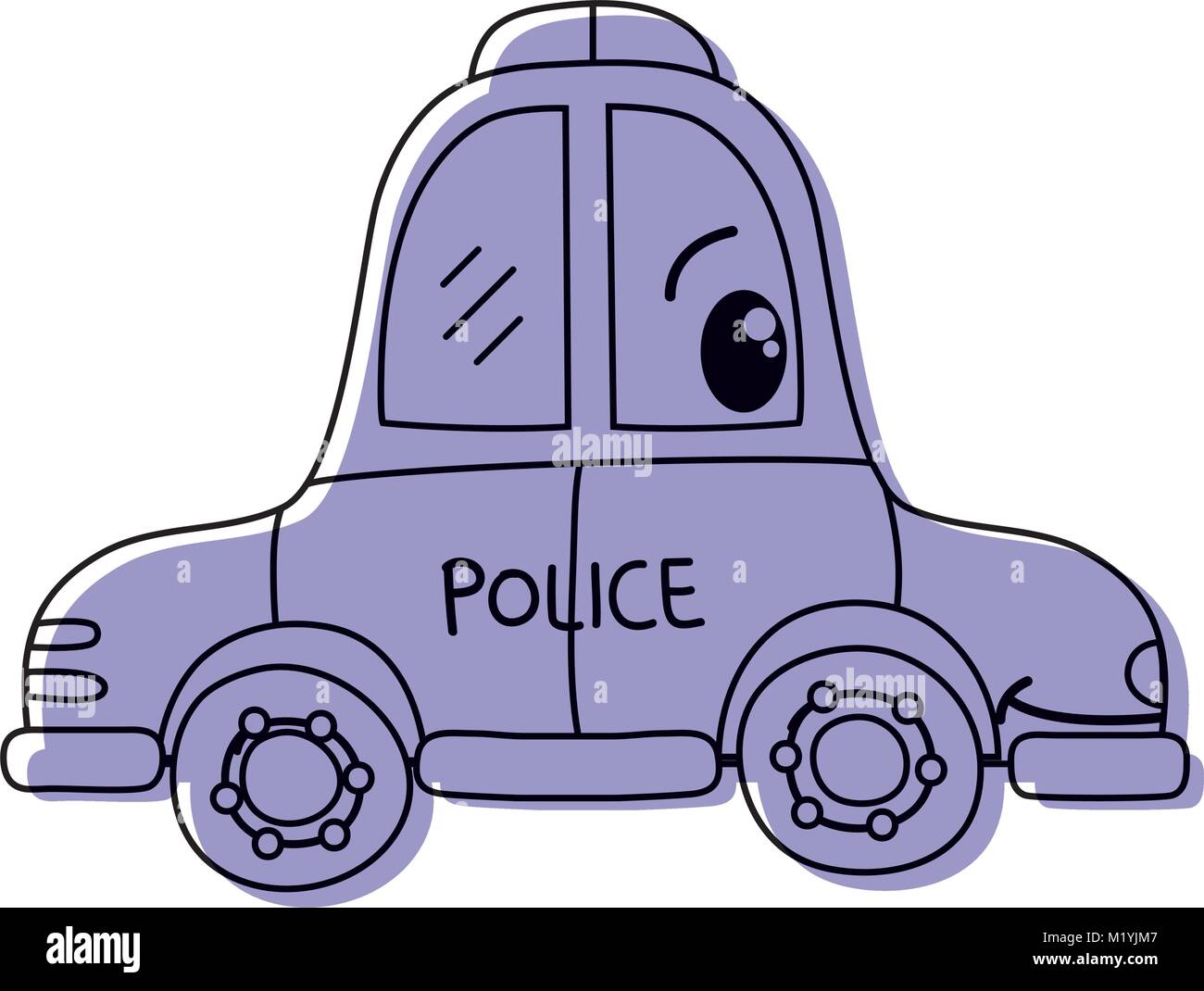 color kawaii happy police car transport Stock Vector Image & Art - Alamy