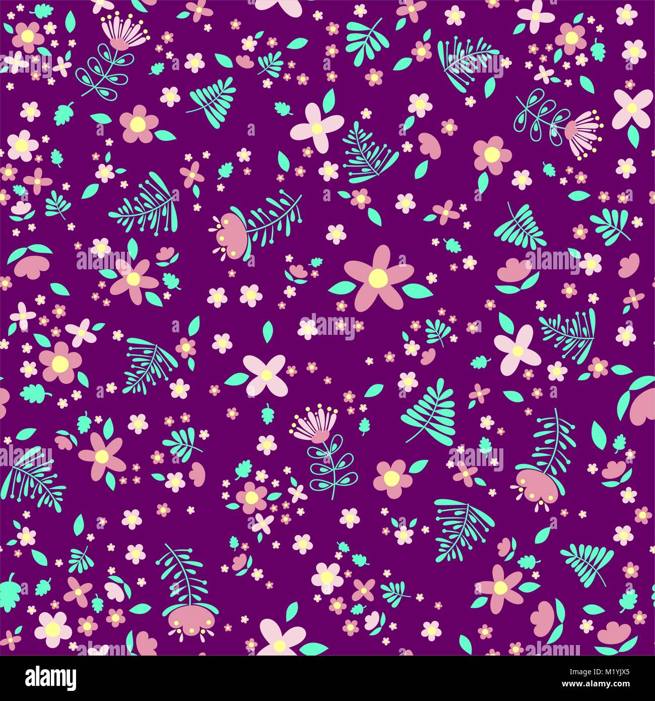 trendy seamless pattern with abstract flowers and leaves, design for ...