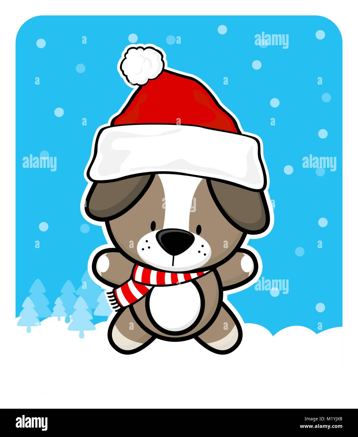 Cute baby dog santa Stock Vector Images - Alamy