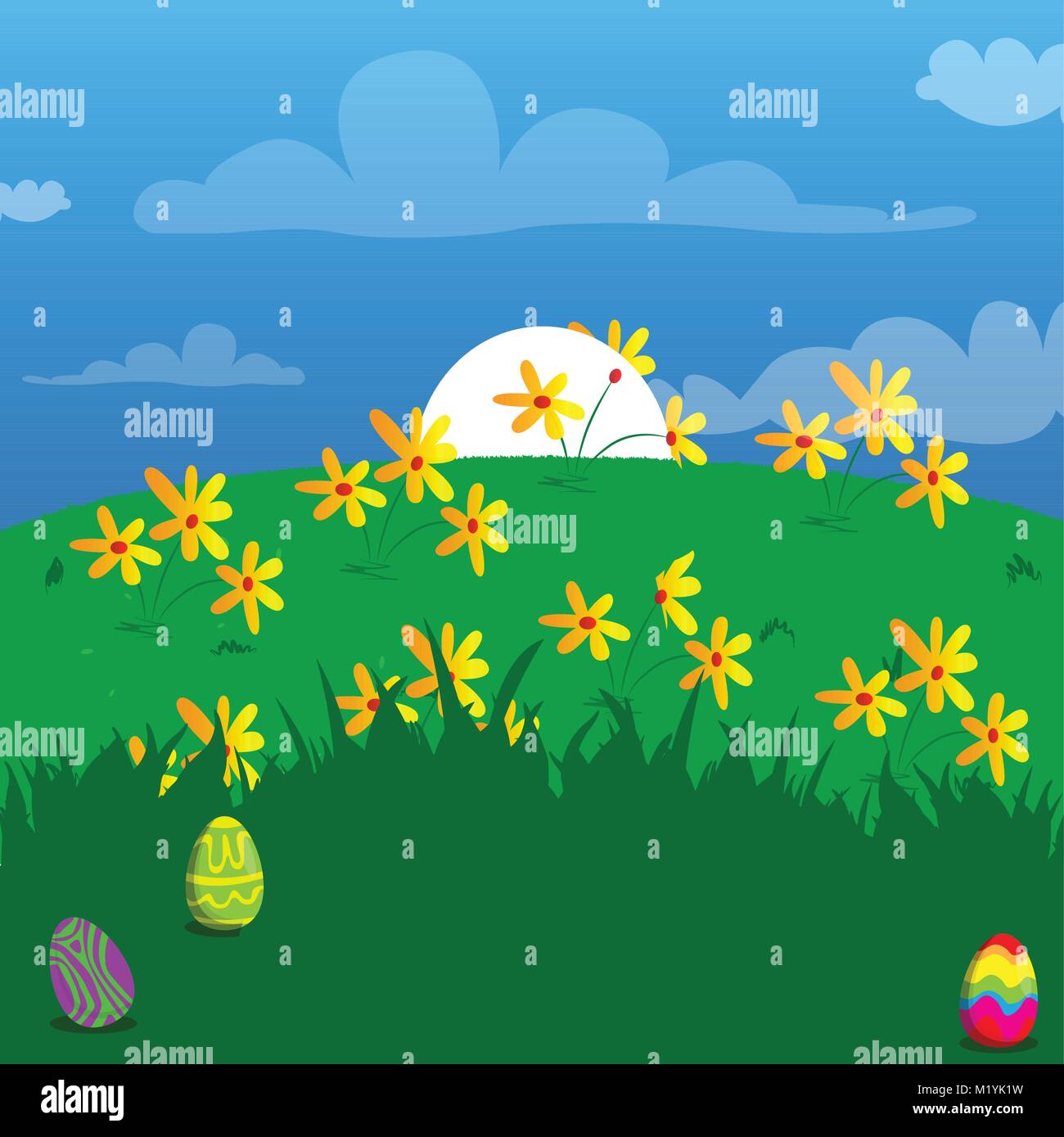 Easter bunny holding a magnifying glass. Vector cartoon character ...