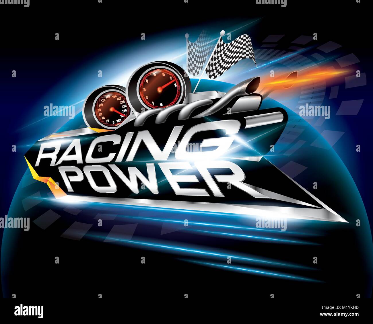 Racing Power with Checkered Flags Concept Design Vector Stock Vector ...