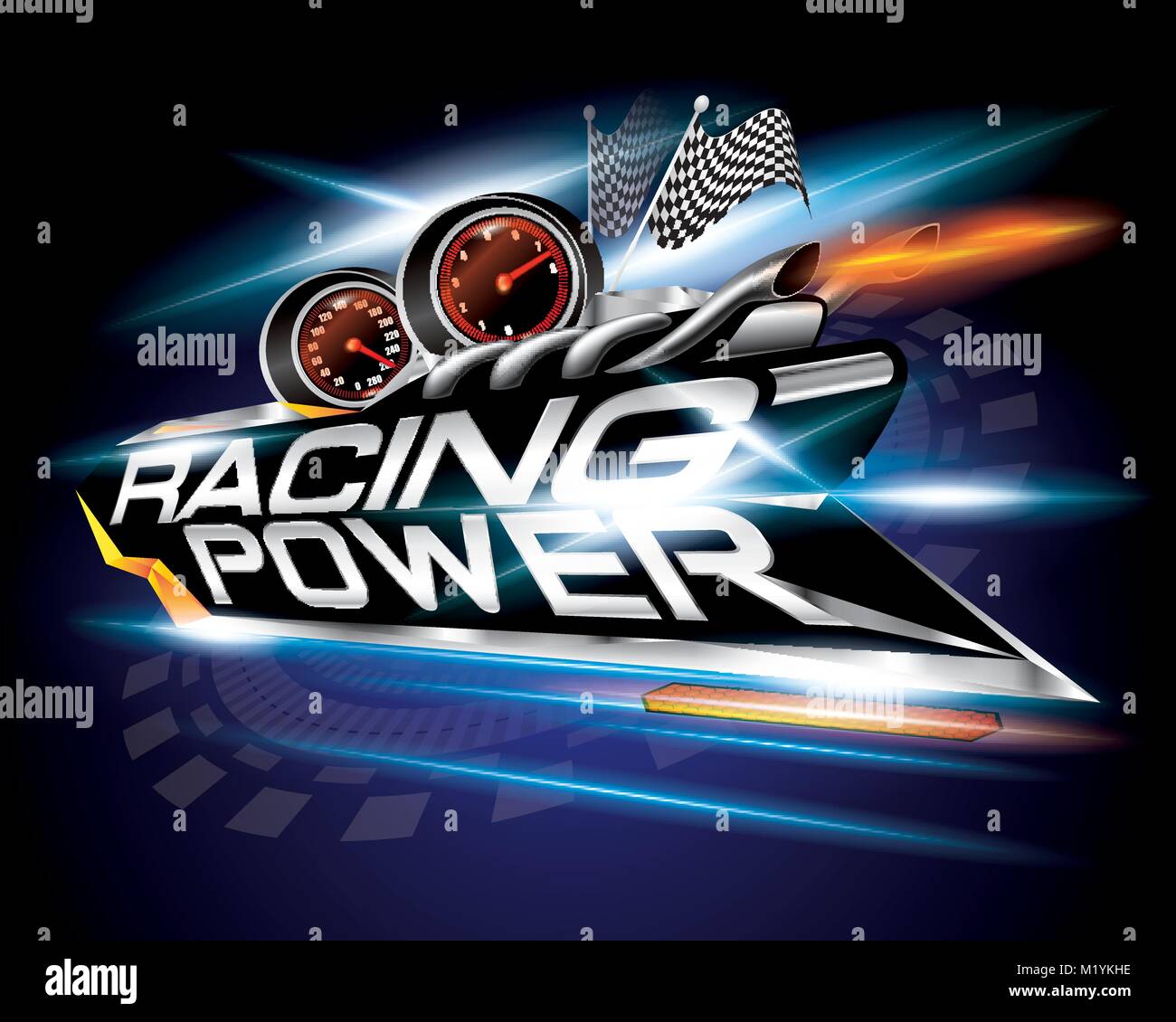 Racing Power with Checkered Flags Concept Design Vector Stock Vector ...