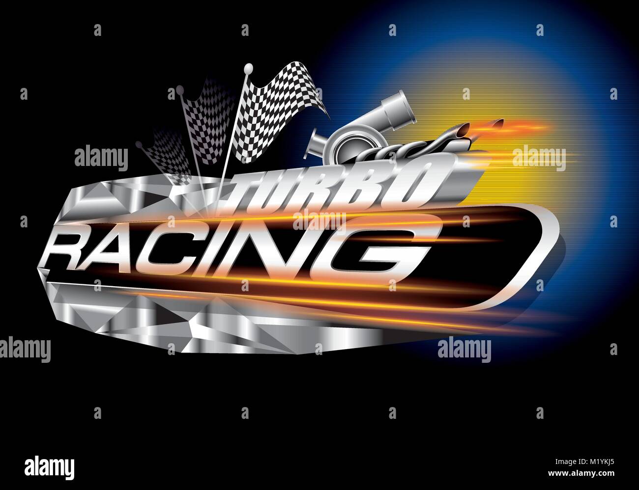 Turbo Racing with Checkered Flags Concept Vector Stock Vector Image ...