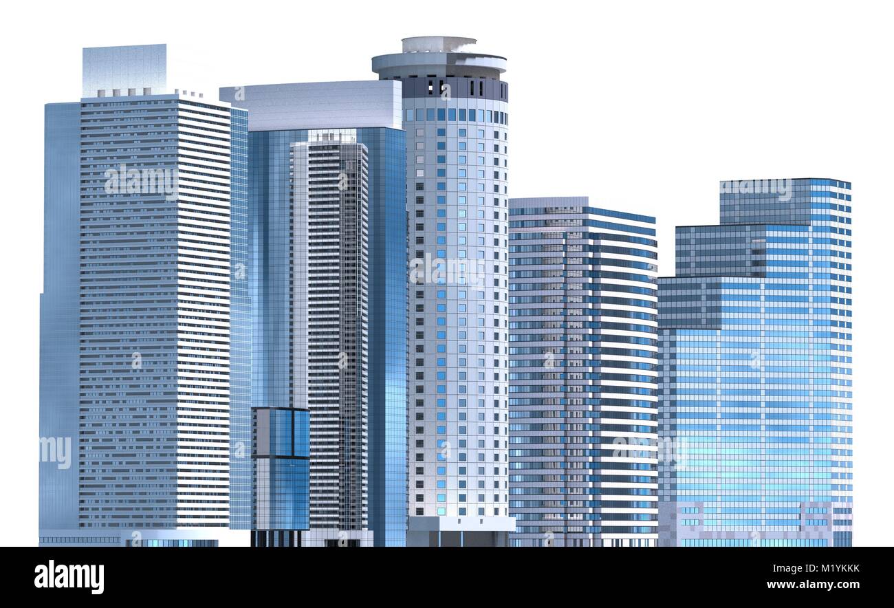 Skyscrapers isolated on white background 3D Illustration Stock Photo ...