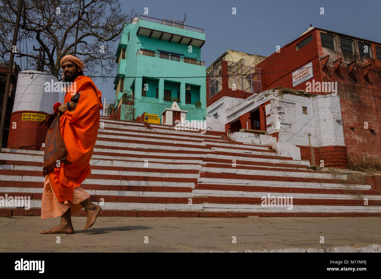 Sadhu hindu holy man walking hi-res stock photography and images - Alamy