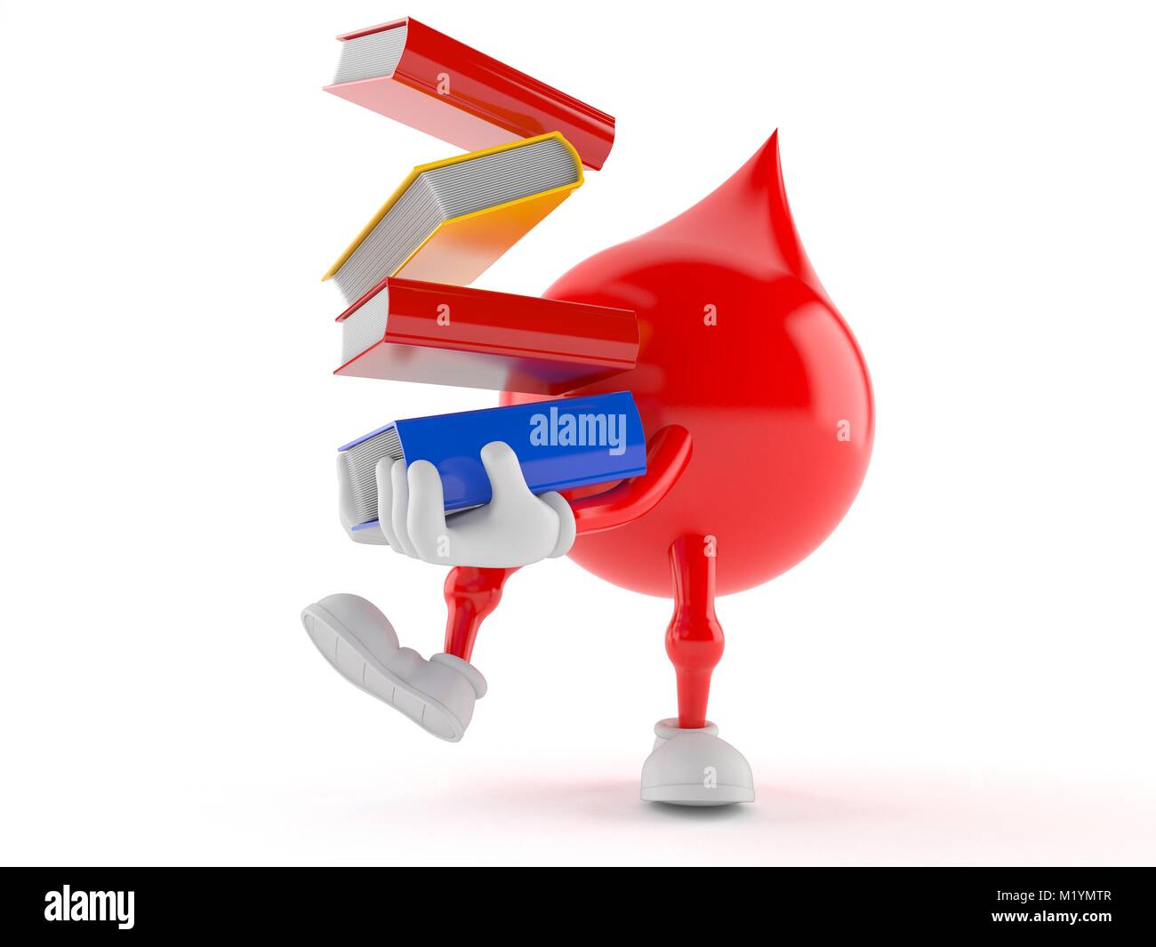 Blood drop character with books isolated on white background Stock ...