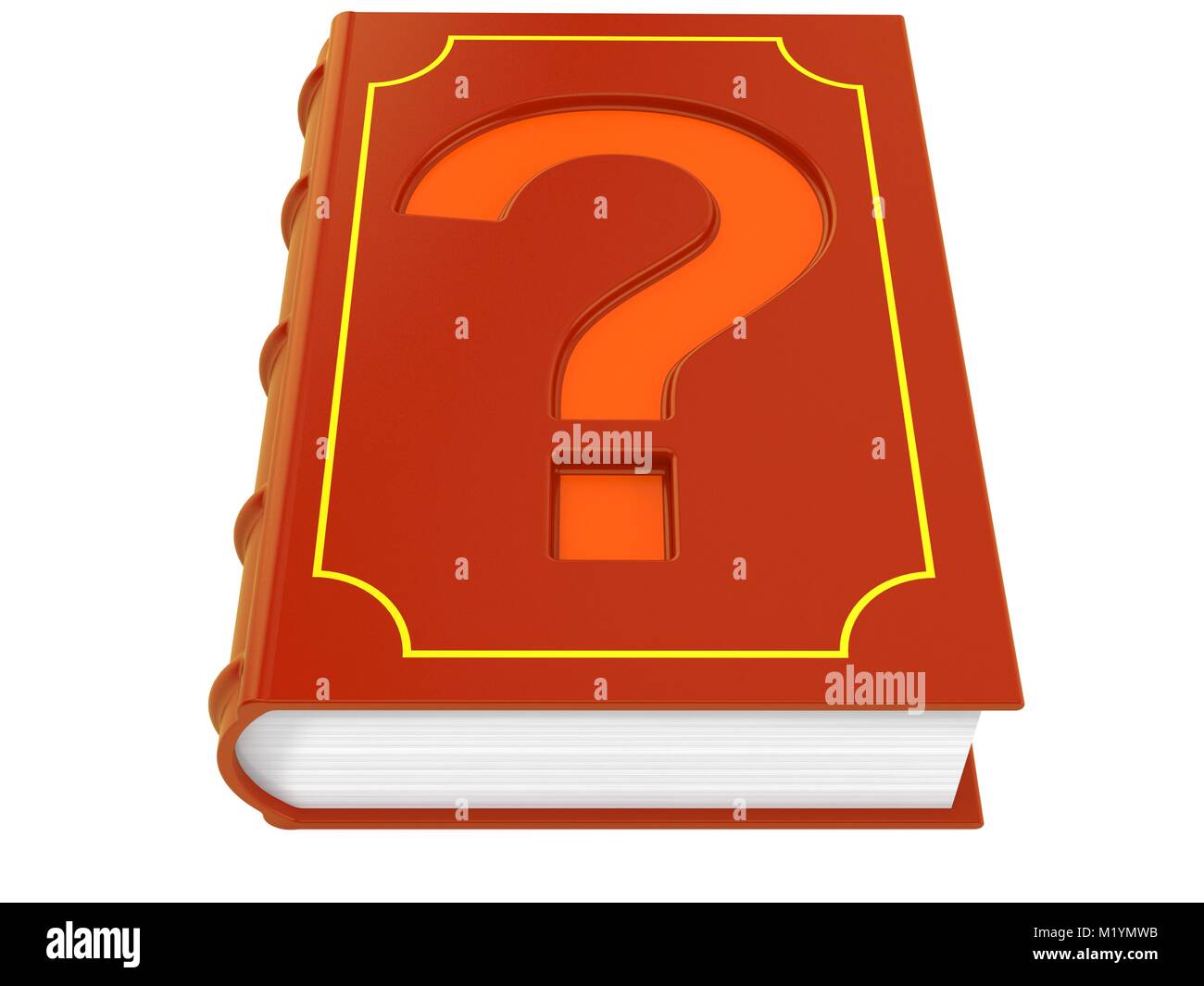 Book with question mark isolated on white background Stock Photo - Alamy