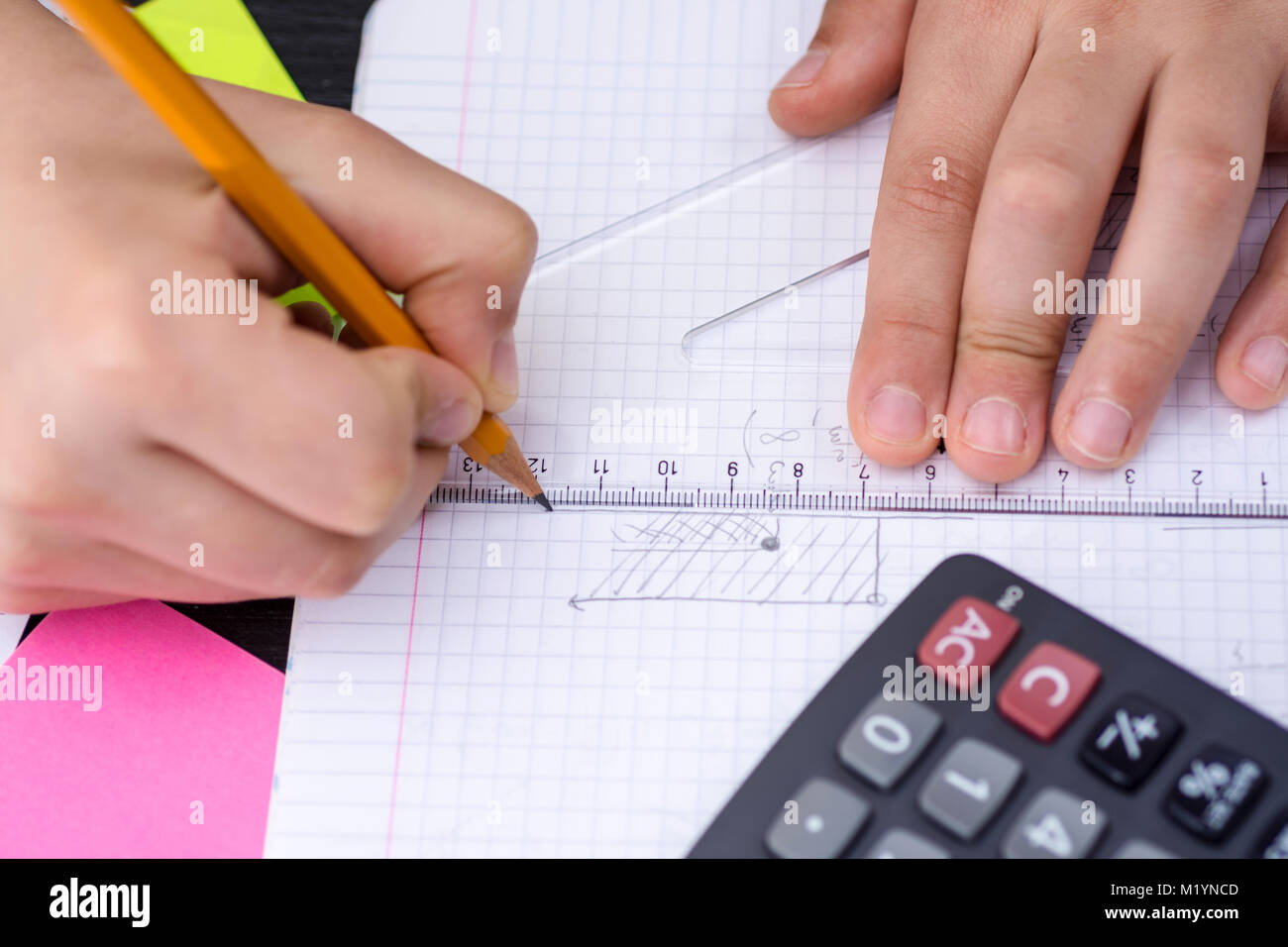 Child Close Up Drawing Ruler High Resolution Stock Photography and ...