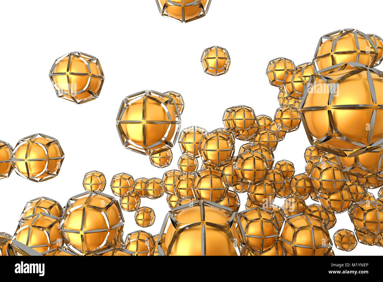 Metal spheres in a frame shell Stock Photo - Alamy