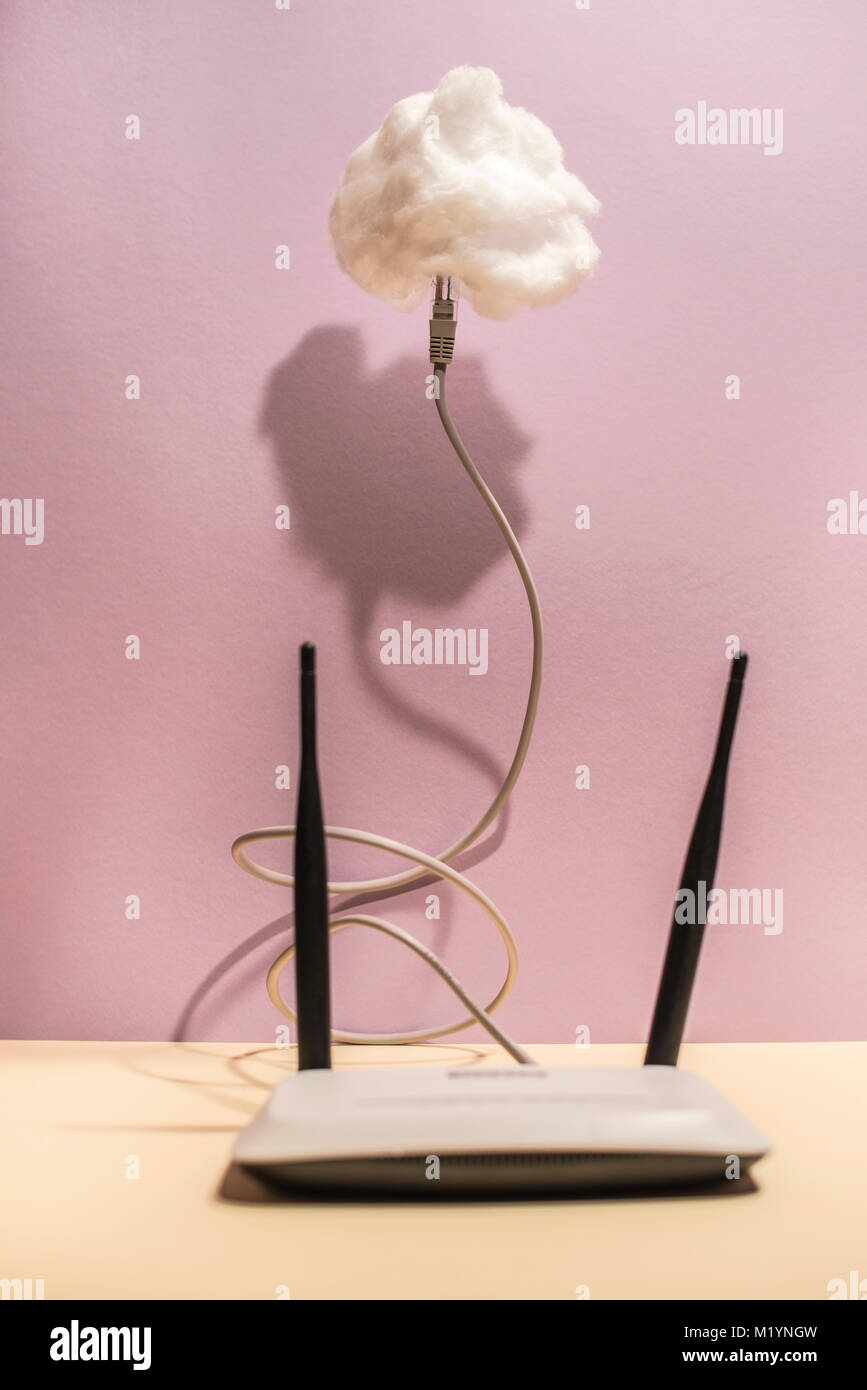 Cloud concept with internet wifi router Stock Photo - Alamy
