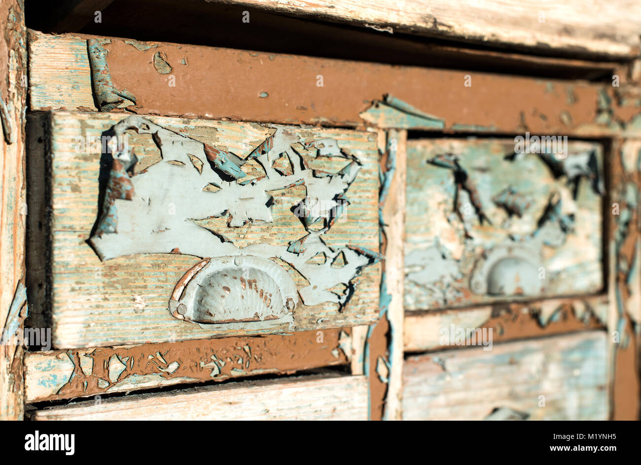 Old wooden drawers with cracked paint Stock Photo - Alamy