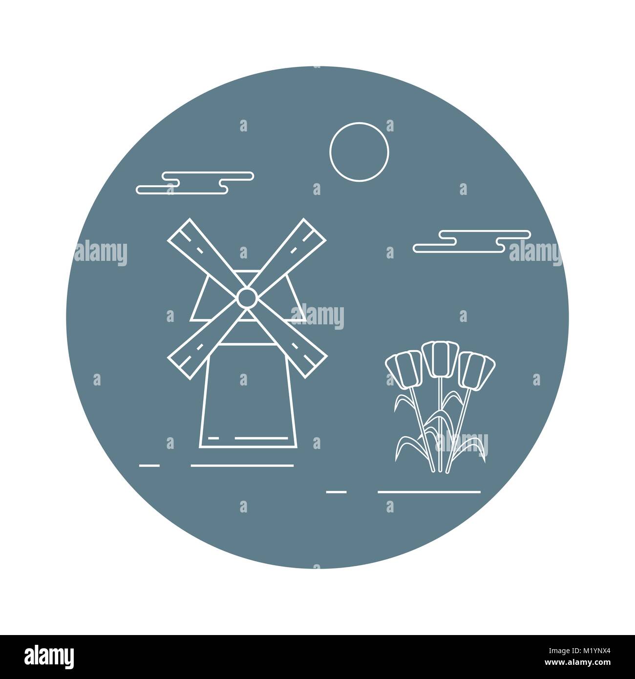 Illustration with symbols of Holland. Travel and leisure. Design for ...