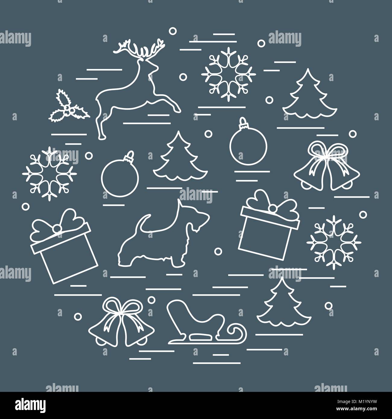 Different new year and christmas symbols. Winter elements. Design for ...
