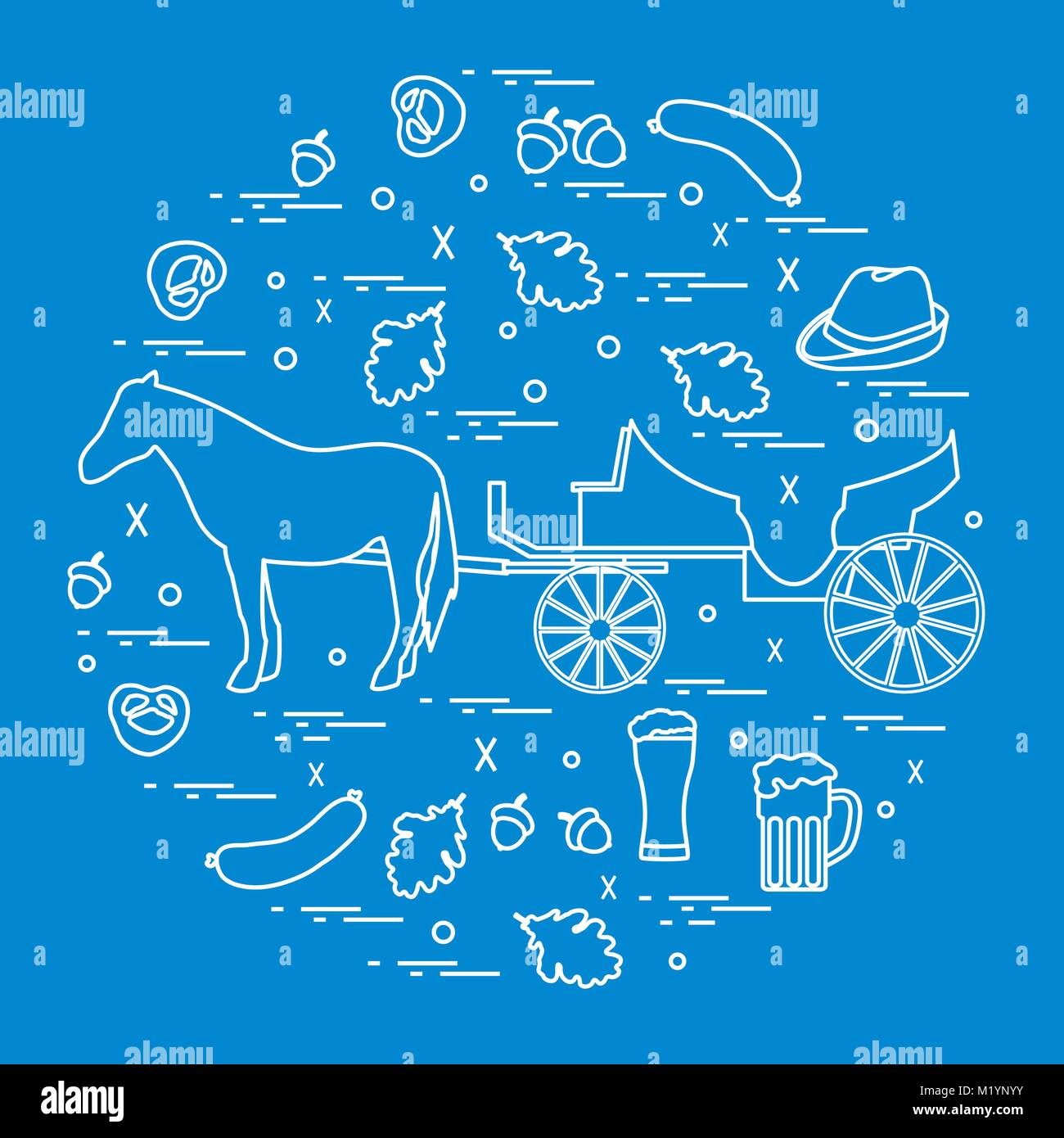 Vector illustration with various symbols of Germany arranged in a ...
