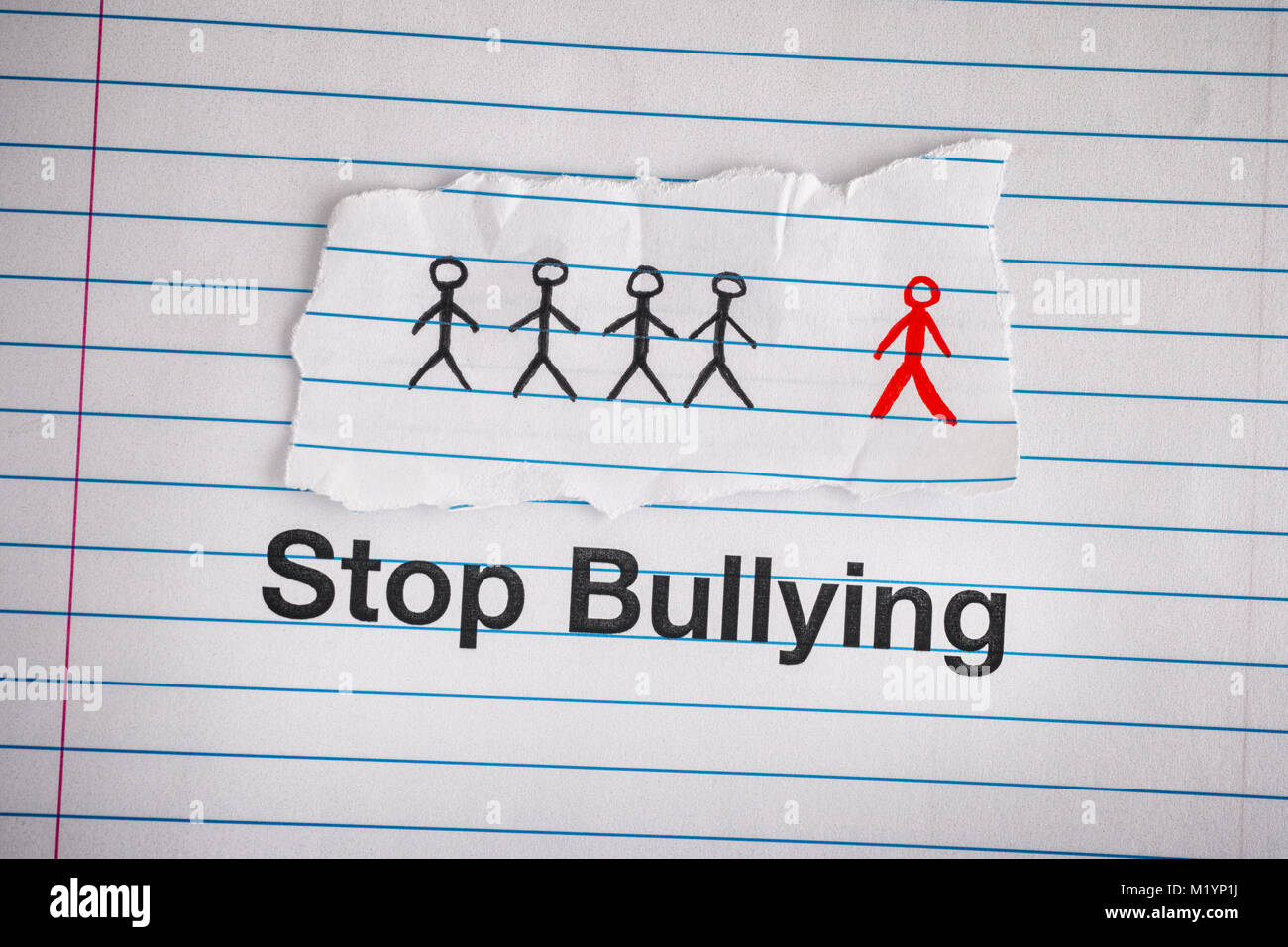Stop Bullying. Phrase Stop Bullying on notebook sheet. Close up Stock ...