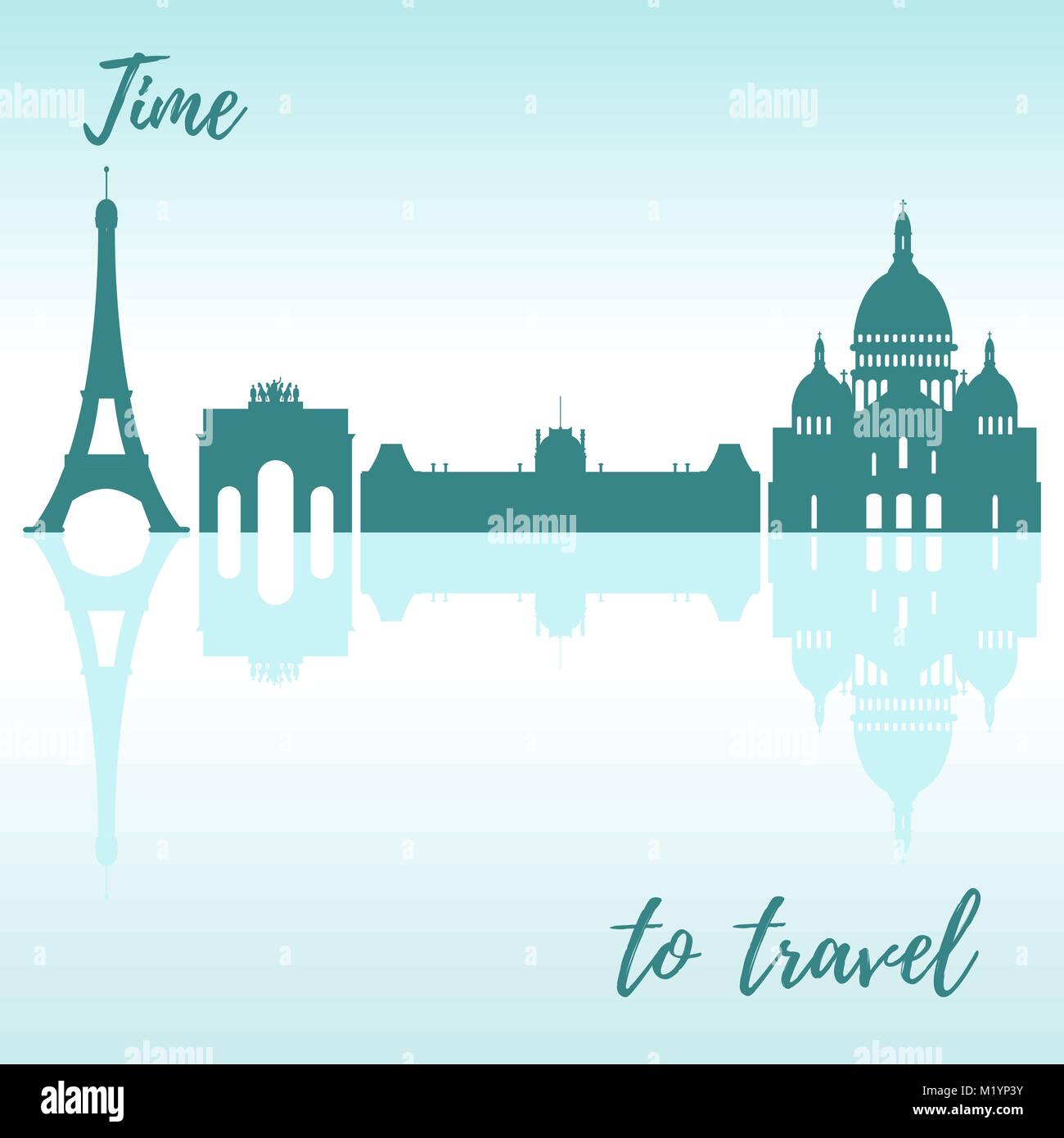 Famous buildings of Paris. Symbols and landmarks. Design for banner ...