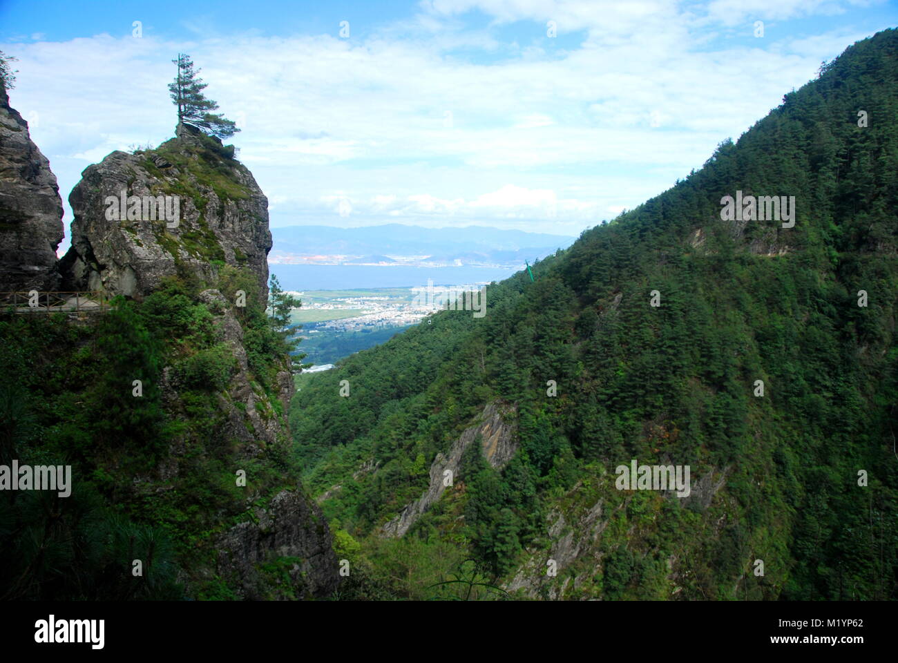 A spectacular view of Dali as seen from Mount Cangshan in Yunnan, China ...