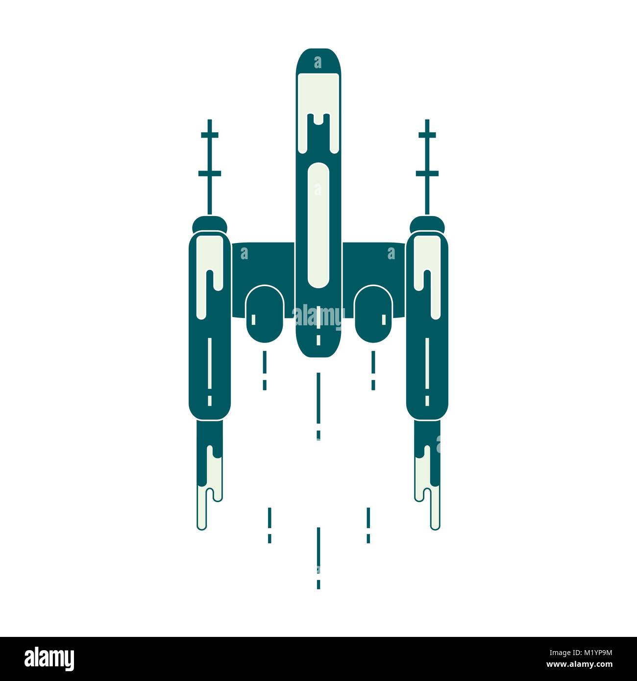 Spaceship. Space exploration, science, technology. Design for banner ...