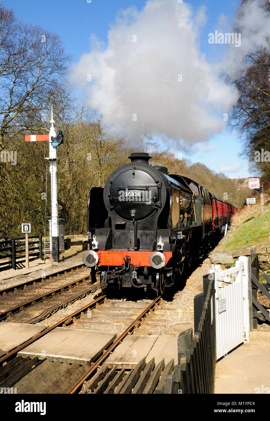 SR Schools class No 30926 'Repton' arriving at Goathland with the 10.30 ...