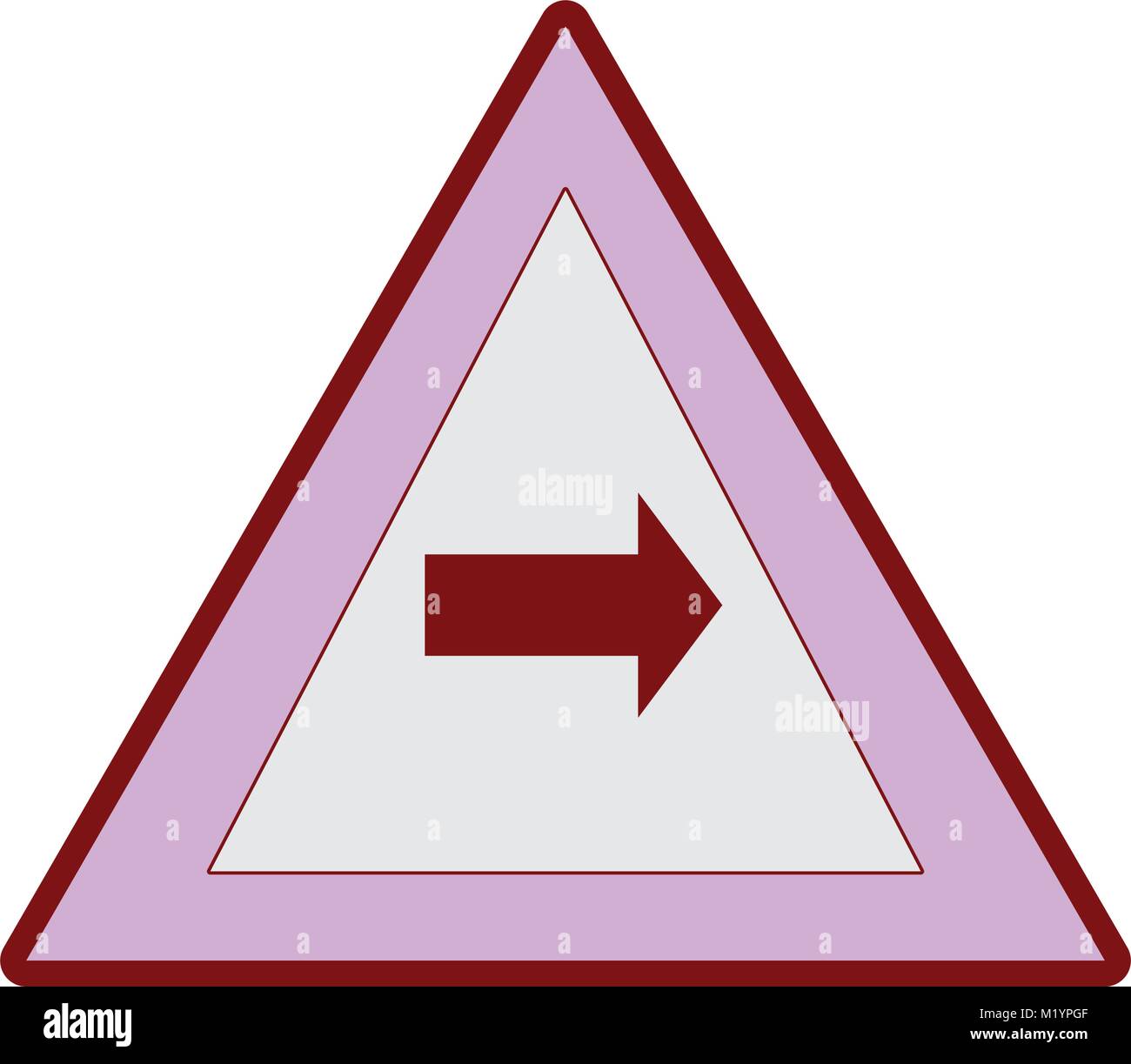 line color triangle warning notices with turn right sign Stock Vector ...